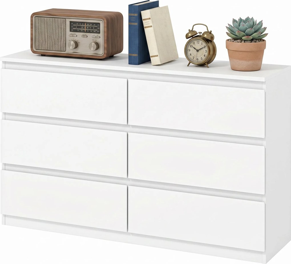 HOMCOM komoda s 3 zásuvkami, moderní bezúchytový design pro obývací pokoj, ložnici a předsíň – bílá (112 × 34 × 75 cm) | Aosom
