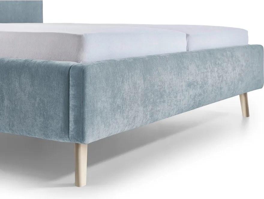 Světle modrá čalouněná dvoulůžková postel bez roštu 180x200 cm Mattis – Meise Möbel