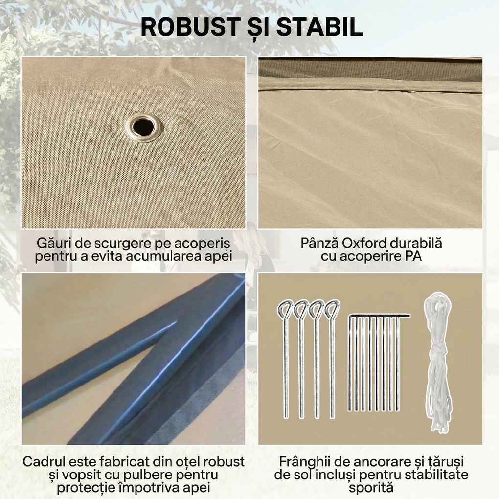 Outsunny altán 3,3x3,3 m, vodoodpudivý zimní pop-up skládací altán s dvojitou střechou, UV ochrana, skládací párty stan, zahradní stan s bočními pane…