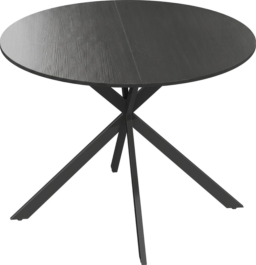 HOMCOM kulatý jídelní stůl pro 4, Ø 100 cm, průmyslový design, ocelové nohy, černý