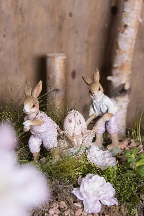Velikonoční dekorace králíků s kolečkem - 16*5*12 cm