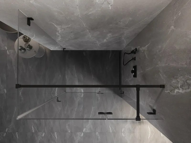 Mexen Lunar T sklopný sprchový kout pravý 135 x 70 cm, čiré sklo, černá matná, 834T-135-070-70-00-P