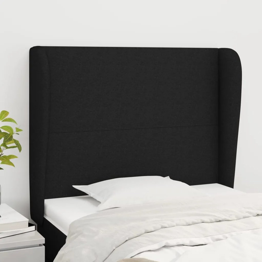 Čelo postele typu ušák černé 103x23x118/128 cm textil 3117668