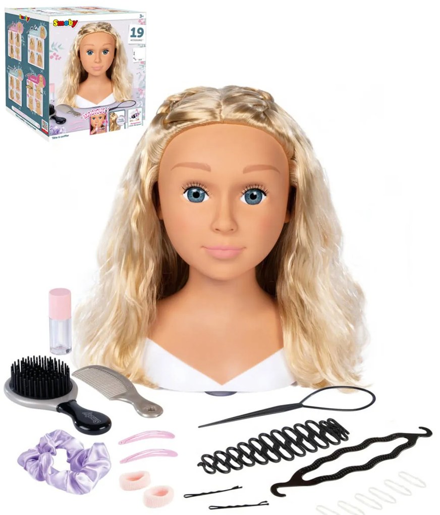 SMOBY Česací hlava My Beauty blondýnka kadeřnický set s doplňky sb320317web