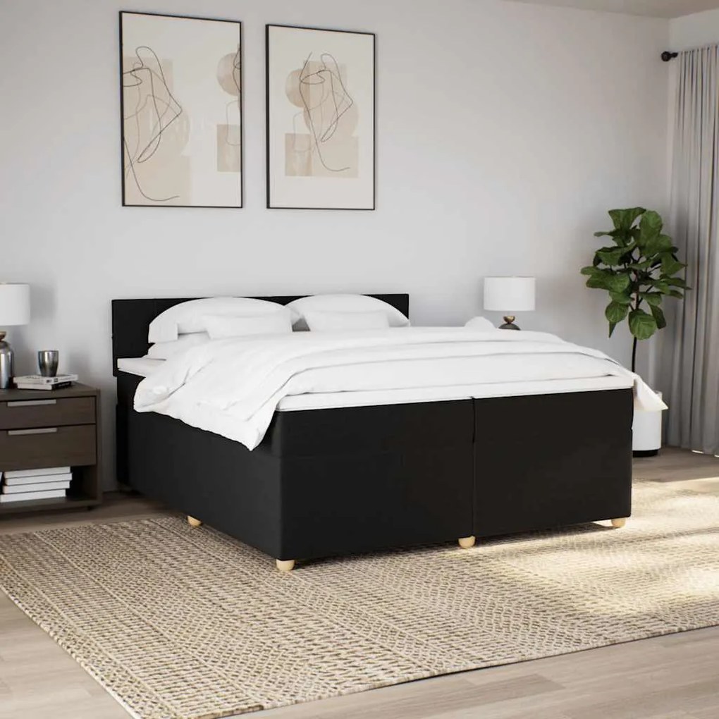 Box spring postel s matrací černá 200x200 cm textil 3286789