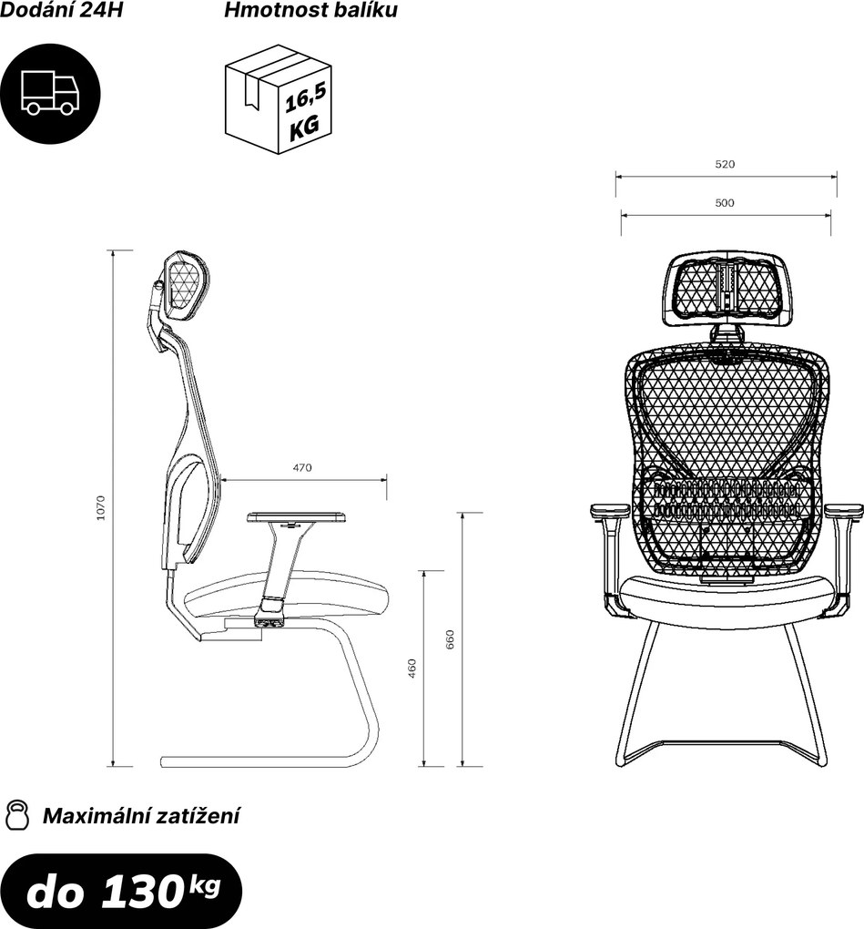 Kancelářská konferenční židle s podhlavníkem černá: ORBIT