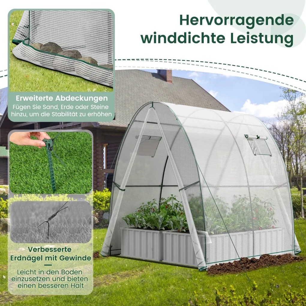 Costway Fóliový skleník s PE krytem do každého počasí a – 181 × 181 × 200 cm