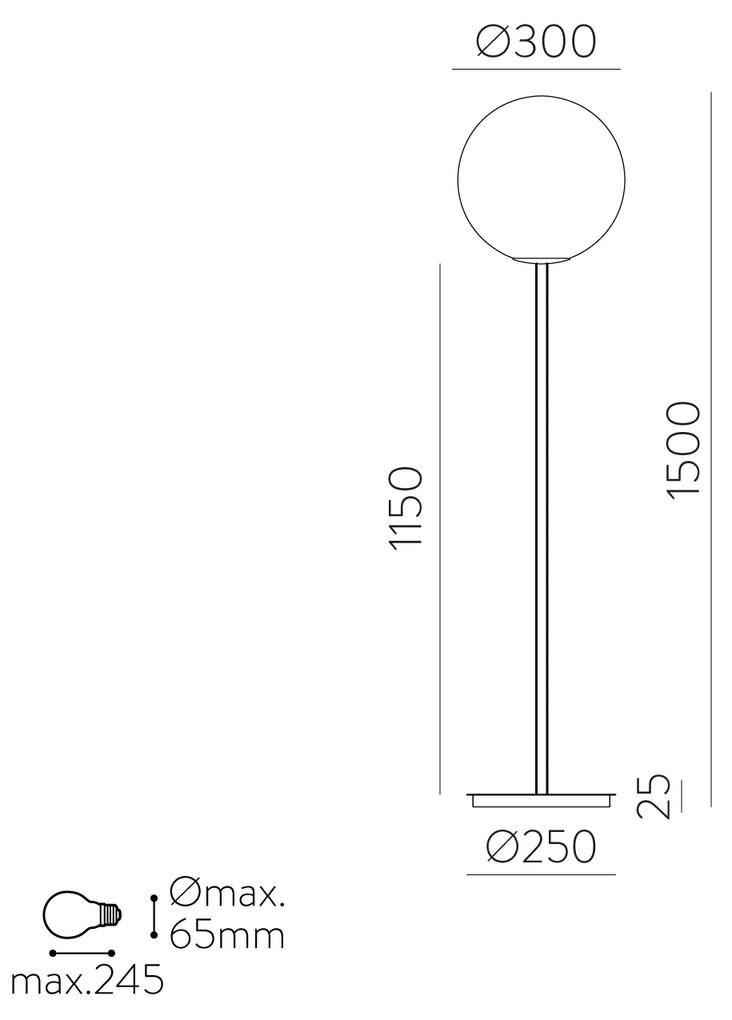 ACB Iluminacion Stojací LED lampa PARMA, v. 150 cm, 1xE27 15W Barva: Černá
