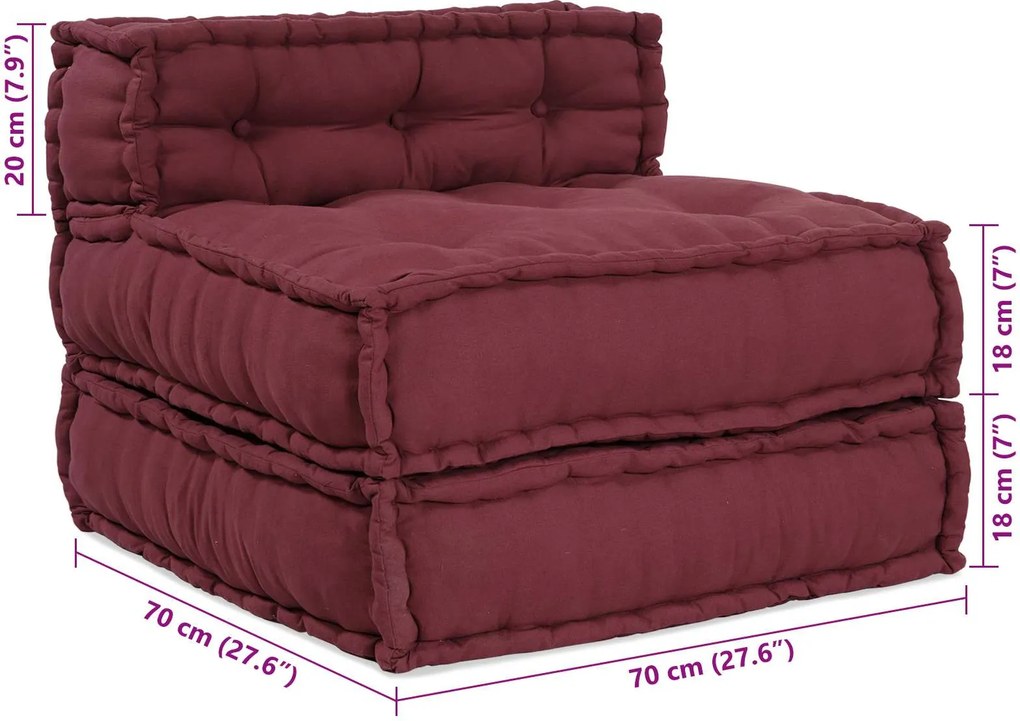 Modulová pohovka Textil Bordó 210 x 140 x 56 cm 3315074