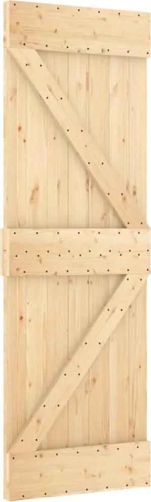 vidaXL Posuvné dveře s kováním 80 x 210 cm masivní borové dřevo [3203023]