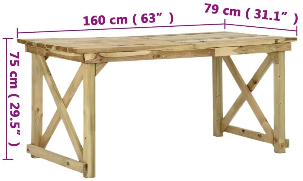 vidaXL Marketos Zahradní stůl 160 x 79 x 75 cm dřevo