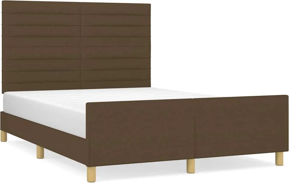 Rám postele bez matrace tmavě hnědý 140 x 190 cm textil 3125133