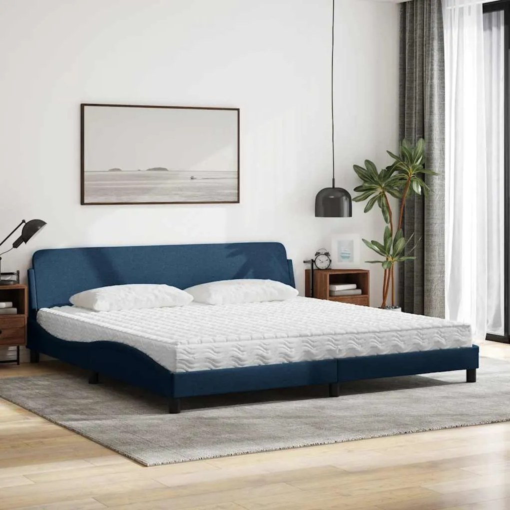 Postel s matrací Dover modrá 200 x 200 cm textil 3208470