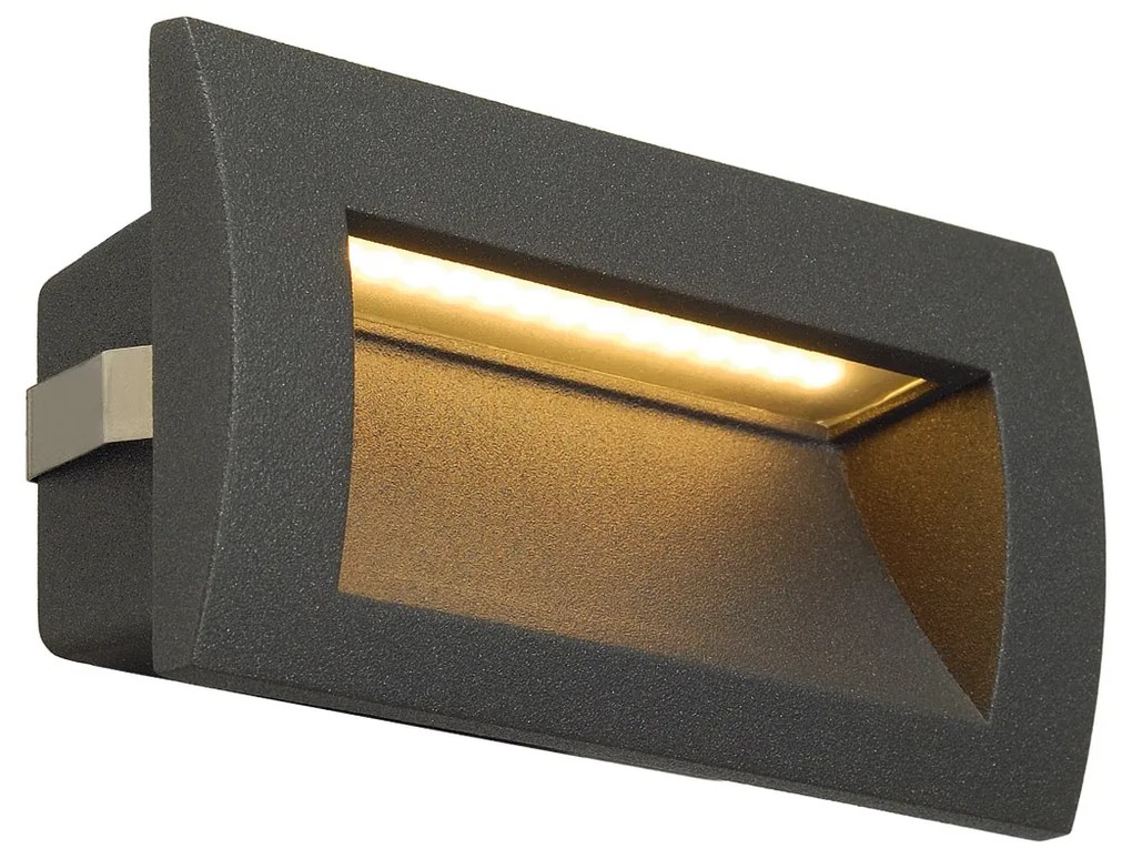 SLV 233625 Downunder Out LED M, antracitové zápustné svítidlo do stěny, 3,3W LED, 3000K, 14x7cm, IP55