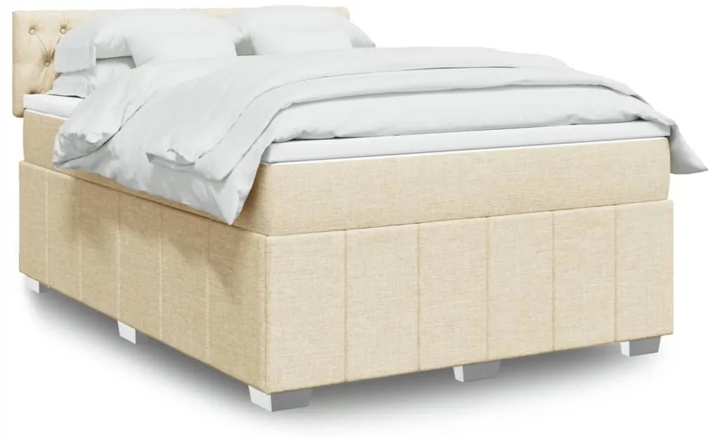 Box spring postel s matrací krémová 140x200 cm textil 3287103
