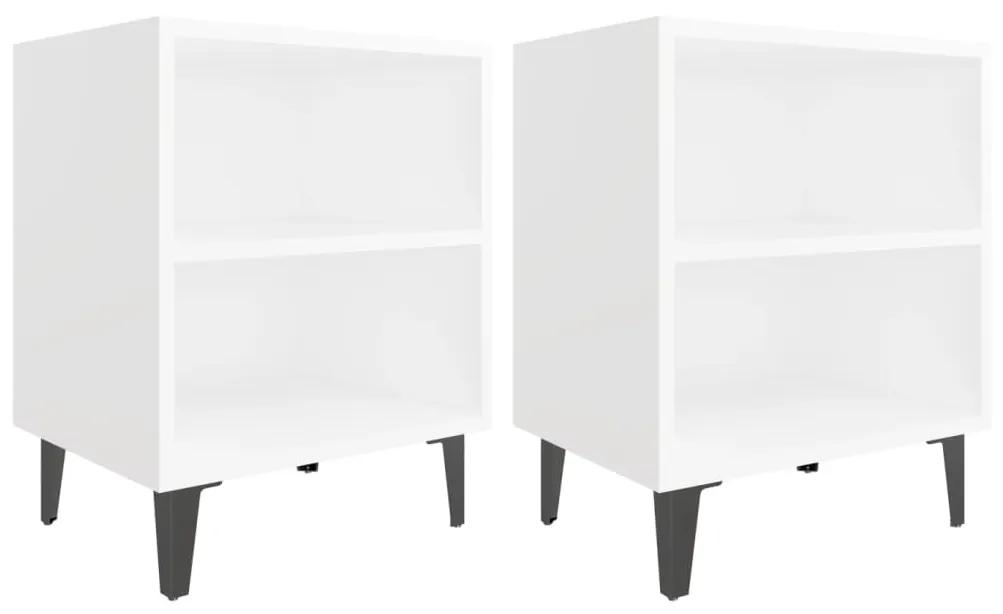 vidaXL Noční stolky s kovovými nohami 2 ks bílé 40 x 30 x 50 cm