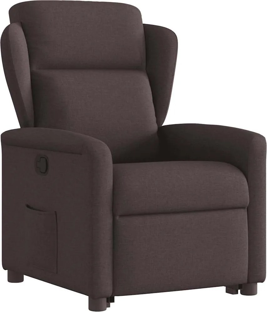 Zvedací polohovací křeslo tmavě hnědé textil 3303139