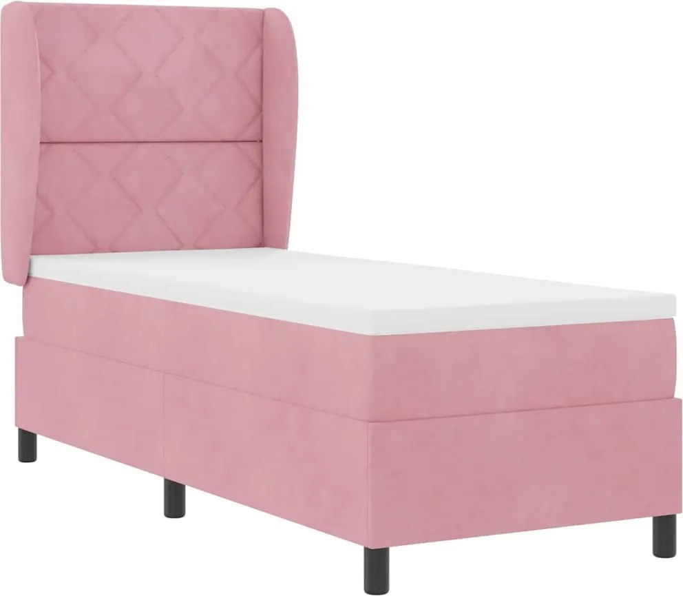 Postel s boxspringem s čelo Růžová 200 x 80 cm samet 3340957