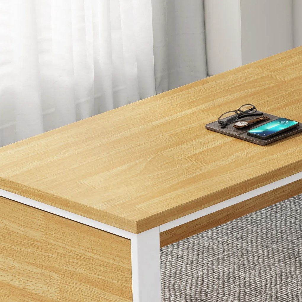 Rohový kancelářský stůl Houseland Nuvia Home 01 160 cm dub/bílý