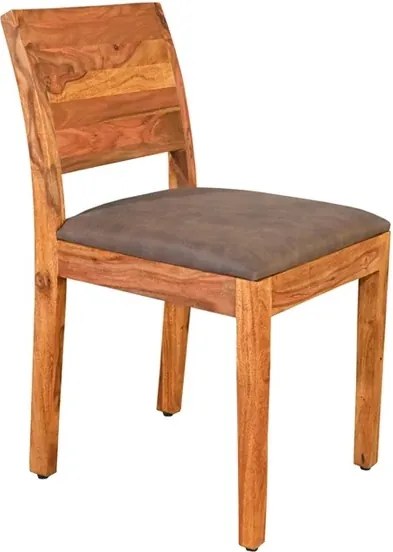 Designová židle Timber II Sheesham / hnědé mikrovlákno