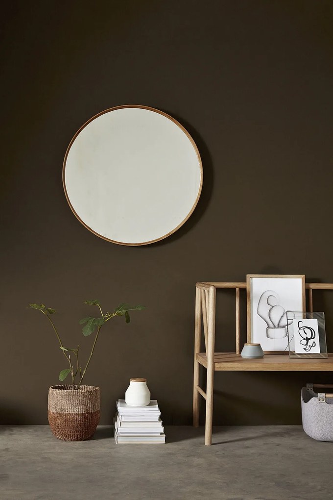 Hübsch Kulaté zrcadlo Bamboo 80 cm