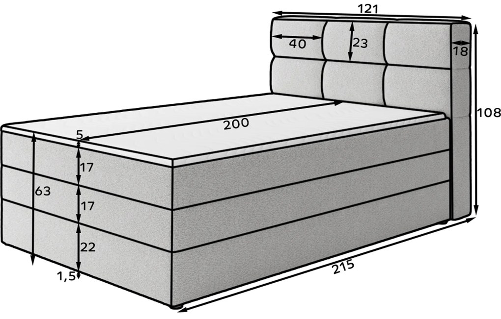 Eltap Čalouněná postel Kasped s úložným prostorem Materiál a barva potahu: Royal 18 - béžová, Rozměr: 140x200
