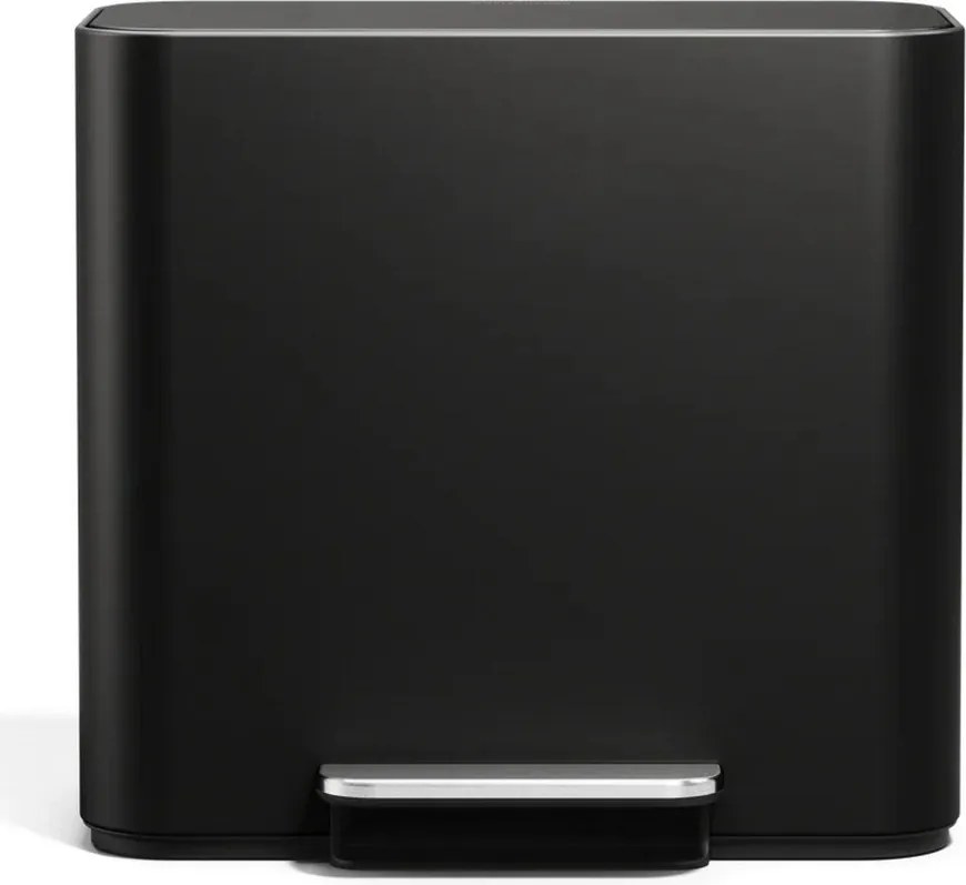 Matně černý ocelový odpadkový koš na tříděný odpad/nášlapný 15 l Dual Mini – simplehuman