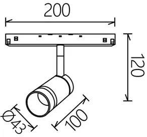 Mantra Magneto 48V, černý spot LED 7W 3000K 38°, TRIAC, průměr 4,3cm