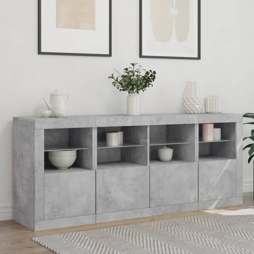 Příborník s LED osvětlením betonově šedý 163 x 37 x 67 cm 3209075