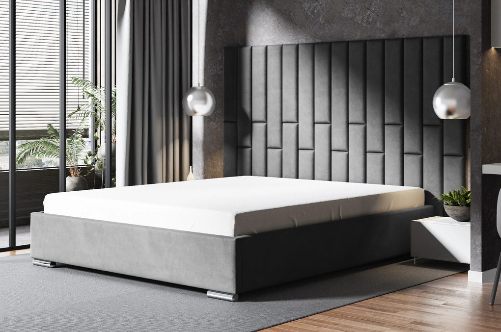 Eka Čalouněná postel LANA 180 x 200 cm Barva látky Trinity: Tmavě šedá (Trinity 2315), Úložný prostor: S kovovým rámem úložného prostoru