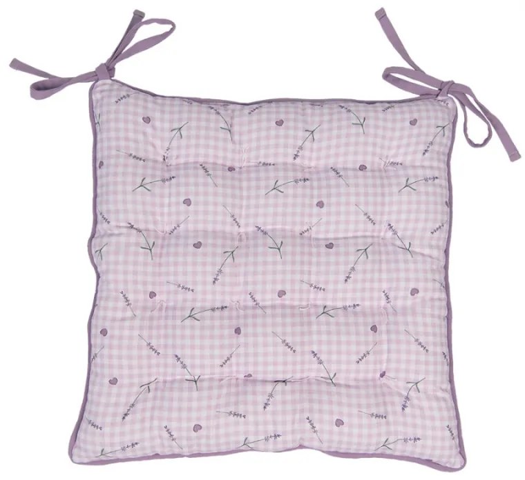 Bavlněný podsedák s levandulemi a výplní Lavander Garden – 40x40x4 cm