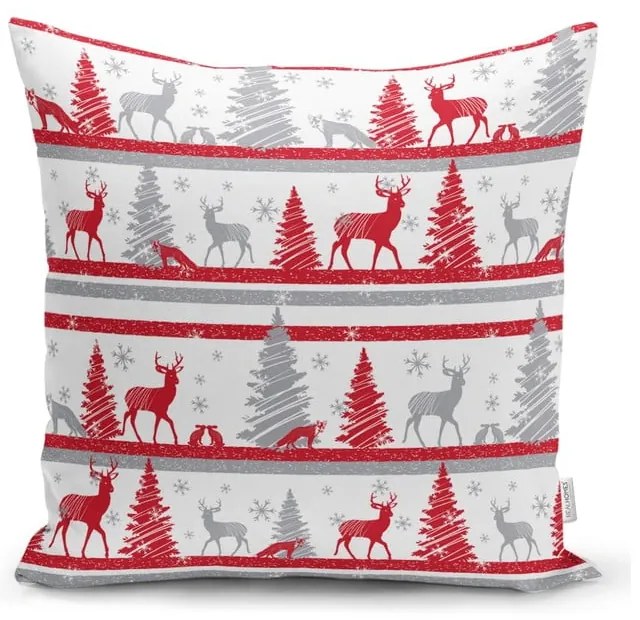 Sada 4 vánočních povlaků na polštář a běhounu na stůl Minimalist Cushion Covers Red Christmas