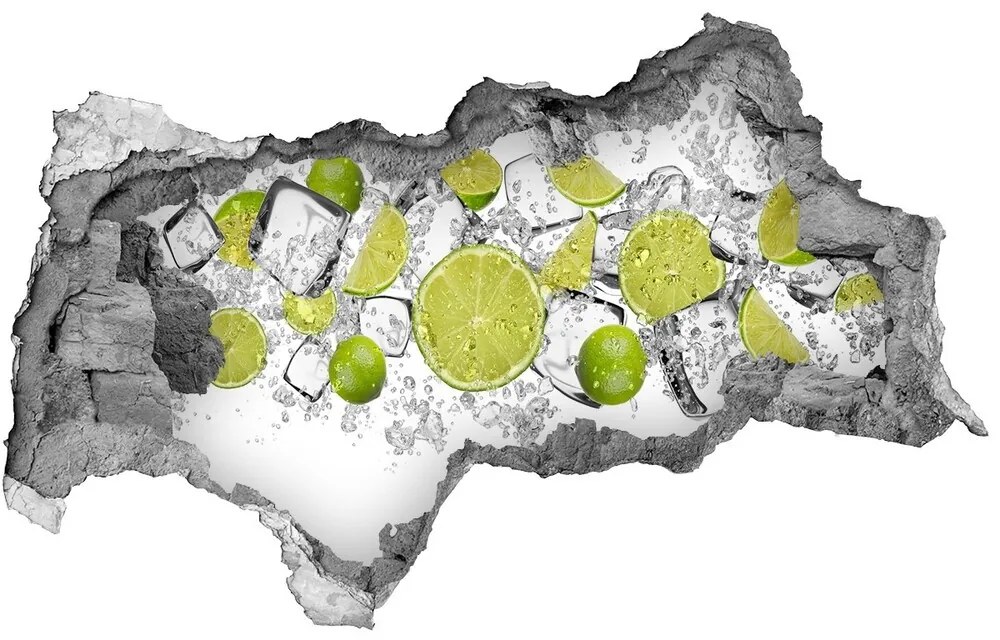 Wallmuralia Nálepka 3D díra na zeď Limetka kostky ledu 95x73 cm