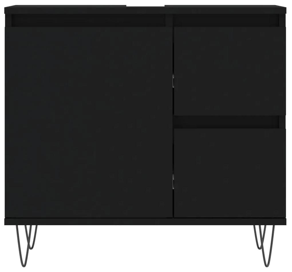 3dílný set koupelnového nábytku černý kompozitní dřevo,  3190222