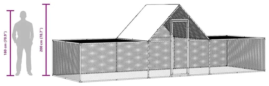 vidaXL Marketos Klec pro kuřata 6 x 2 x 2 m pozinkovaná ocel