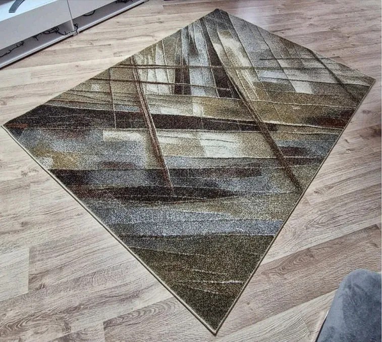 HU Hnědý moderní koberec Villa 872 s linkovaným vzorem Rozměr: 60x100 cm