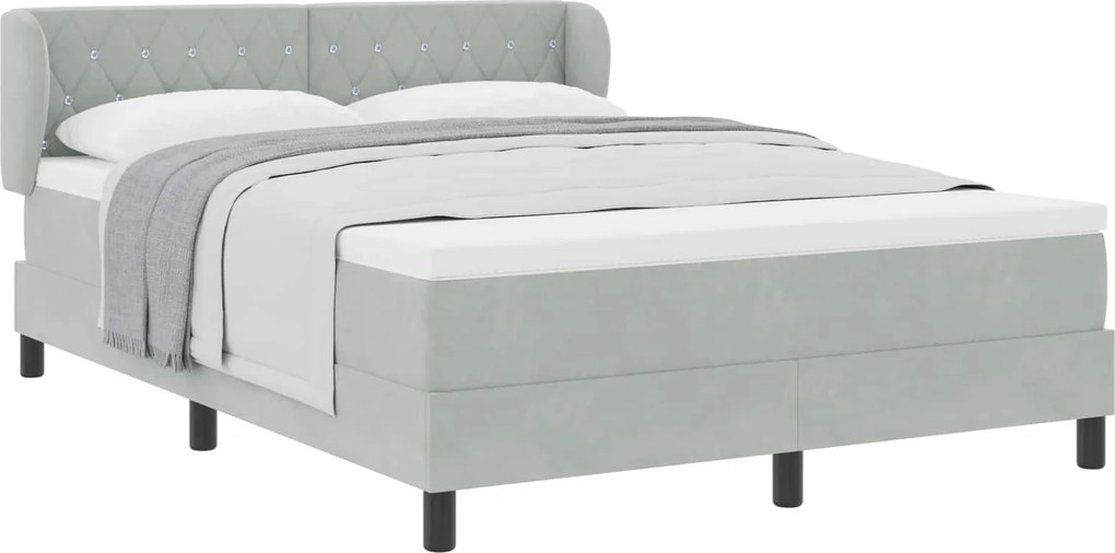 Postel s boxspringem s čelo Světle šedá 160 x 200 cm samet 3340340