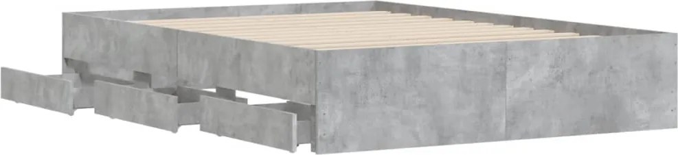 Rám postele se zásuvkami betonově šedý 135 x 190 cm kompozit 3207311