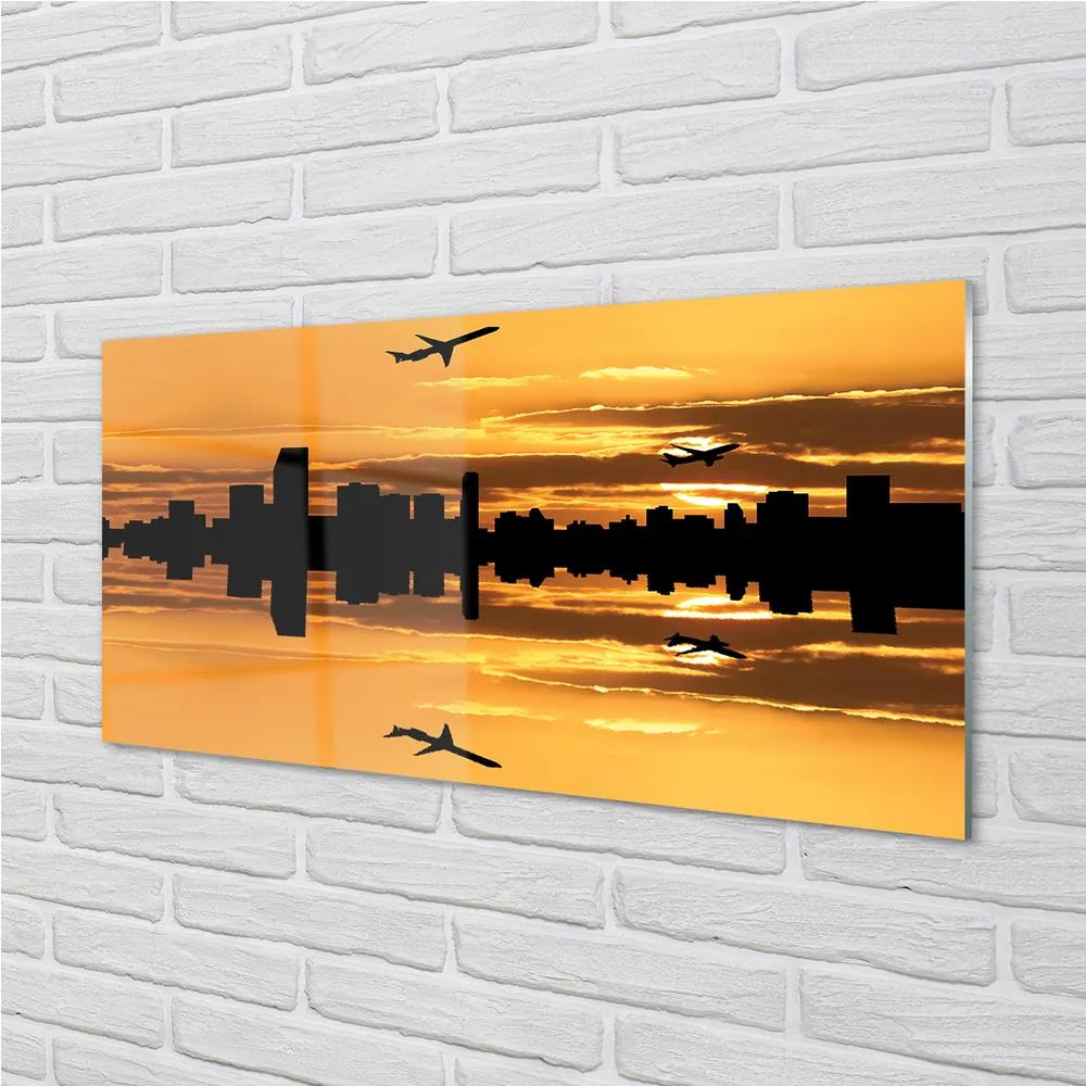 akrylový obraz Sun City letadla 140x70 cm