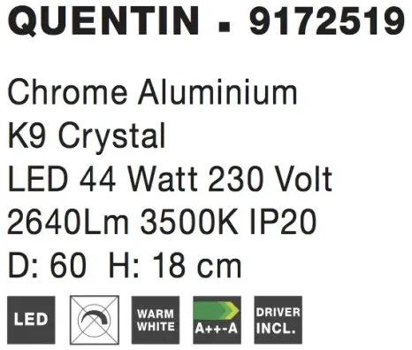 LED stropní svítidlo Quentin 60 Čirá