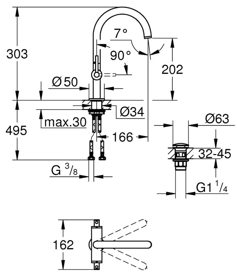 Grohe Atrio - Umyvadlová 1-otvorová baterie, kartáčovaný Hard Graphite 21022AL3