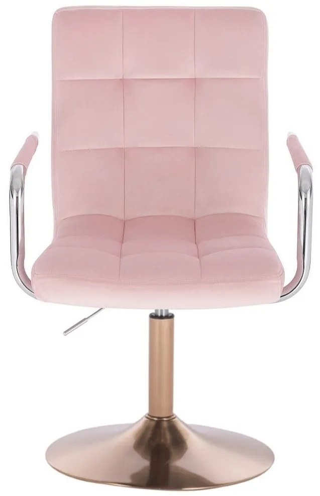 LuxuryForm DESIGN Otočná židle VERONA VELUR na zlatém talíři - růžová