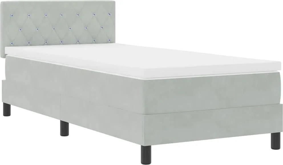 Postel s boxspringem s matrací Světle šedá 90 x 190 cm samet 3339074