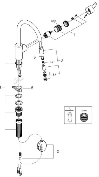GROHE 32671002 - Dřezová baterie FEEL lesklý chrom