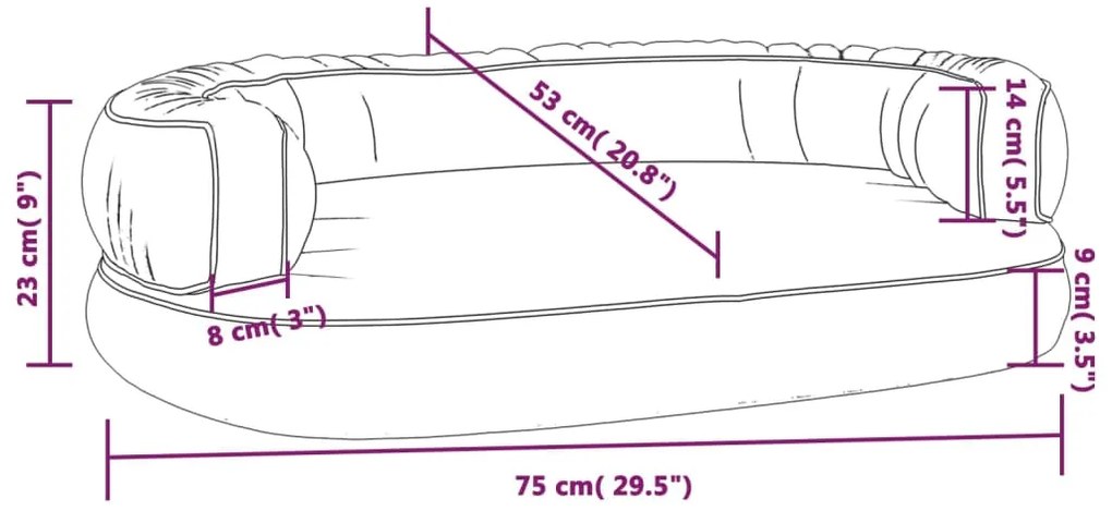 vidaXL Ergonomický molitanový pelíšek pro psy hnědý 75x53cm umělá kůže