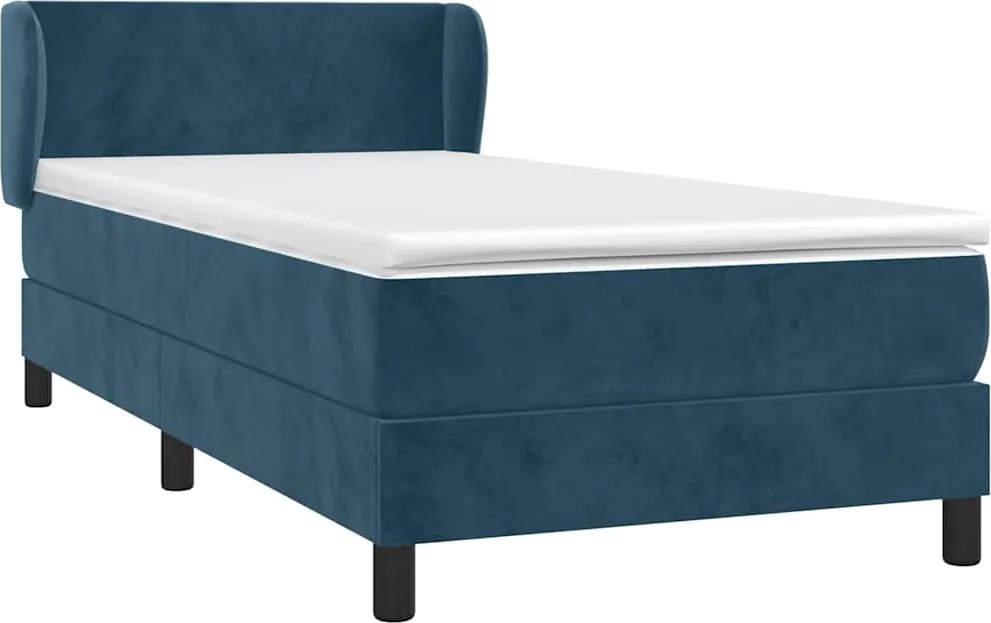 Box spring postel s matrací tmavě modrá 100x200 cm samet 3127359
