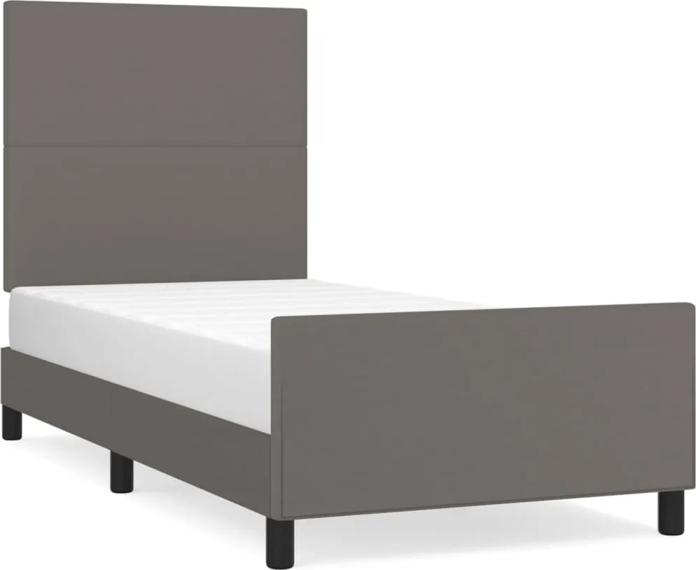 Rám postele s čelem šedý 80 x 200 cm umělá kůže 3125419