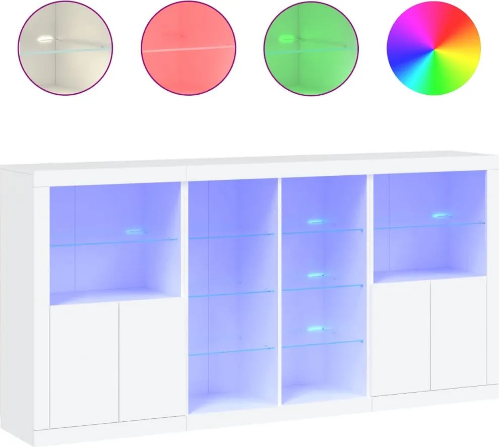 Příborník s LED osvětlením bílý 202 x 37 x 100 cm 3209184