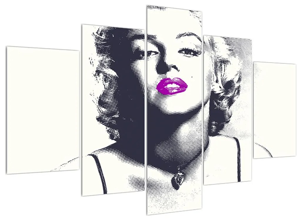 Obraz Marilyn Monroe s fialovými rty (150x105 cm)