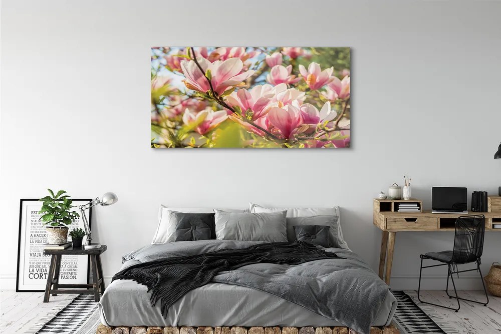 akrylový obraz růžová magnolie 140x70 cm